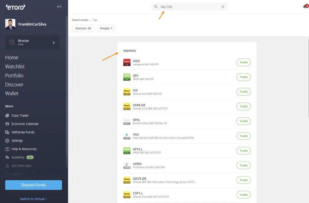 How to invest in the S&P 500 on eToro (step-by-step)