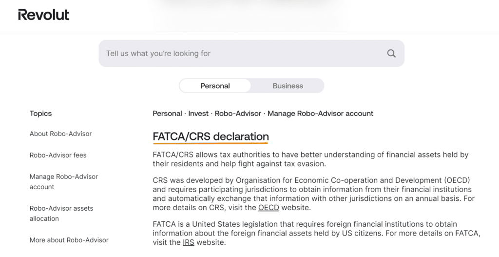 Does Revolut report to Tax Authorities? CRS reporting