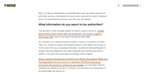 Does Wise report to Tax Authorities? CRS reporting
